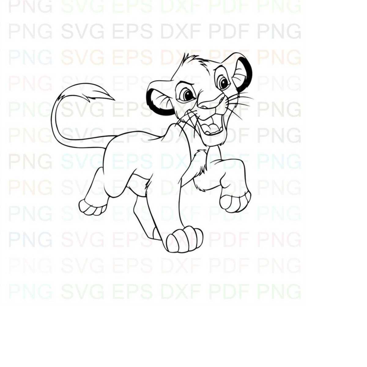 Simba_The_Lion_King_17 Outline Svg Dxf Eps Pdf Png, Cricut, - Inspire ...