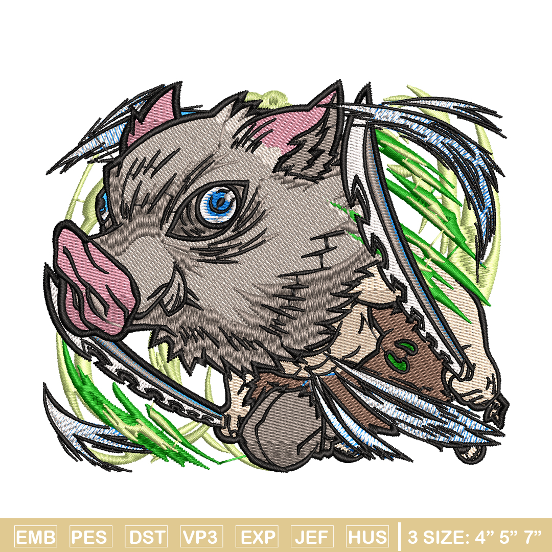 Inosuke embroidery design, Kimetsu no Yaiba embroidery, embr | Inspire ...