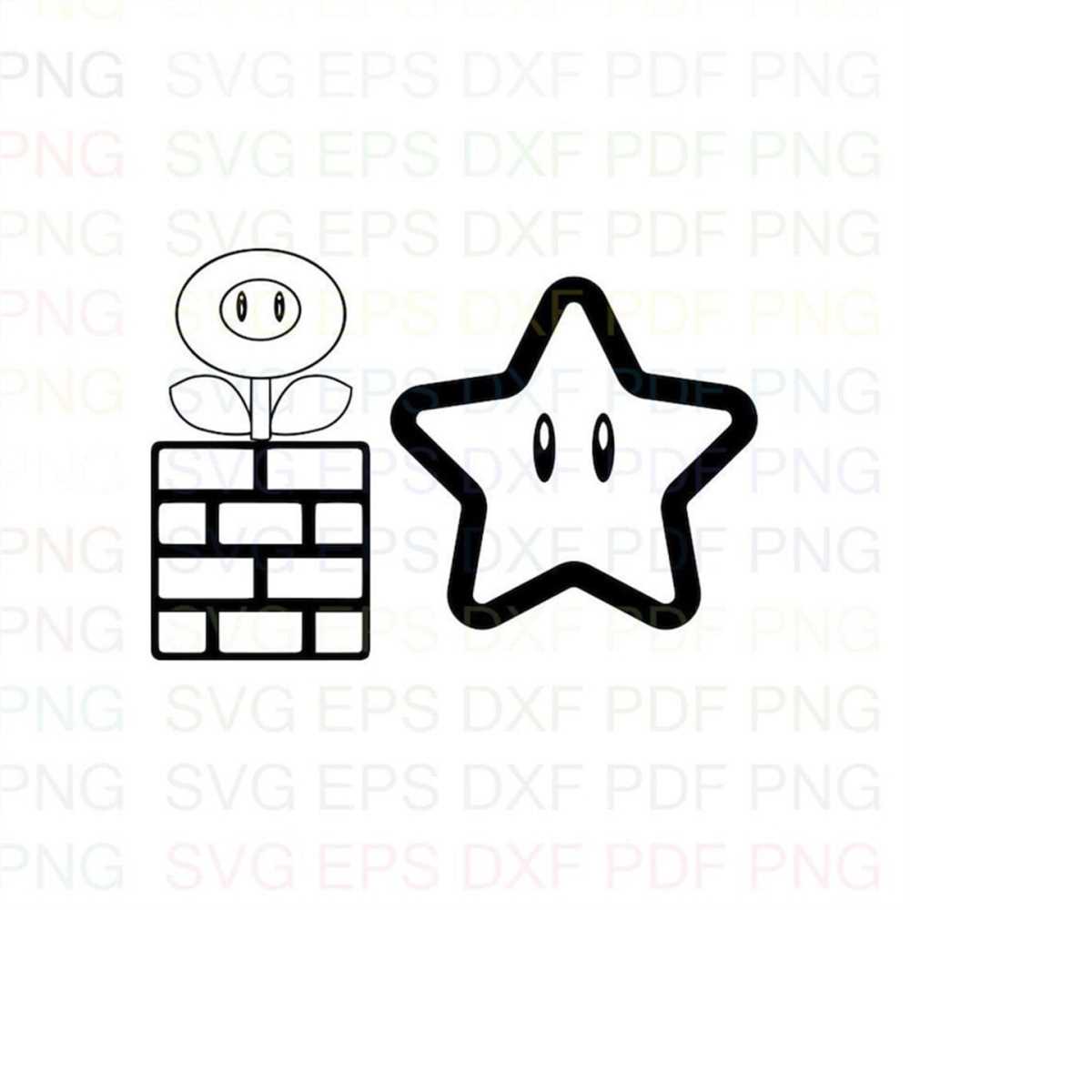 Super_Mario_Flower_Power_and_Star Outline Svg Dxf Eps Pdf Pn | Inspire Uplift