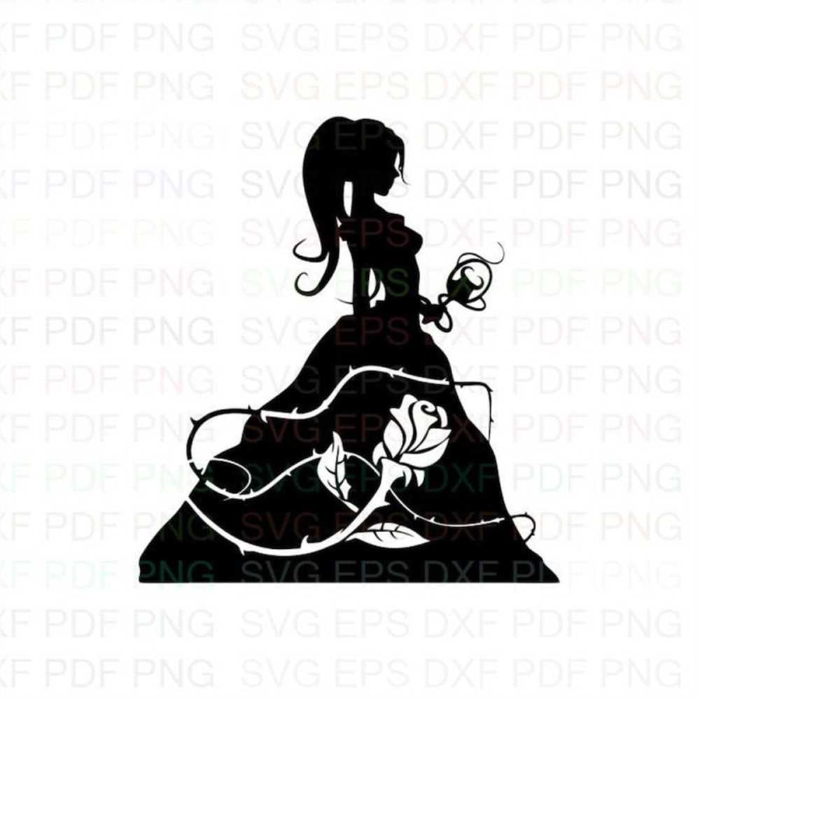 Belle_Beauty_and_the_Beast_silhouette Outline Svg Dxf Eps Pd - Inspire ...