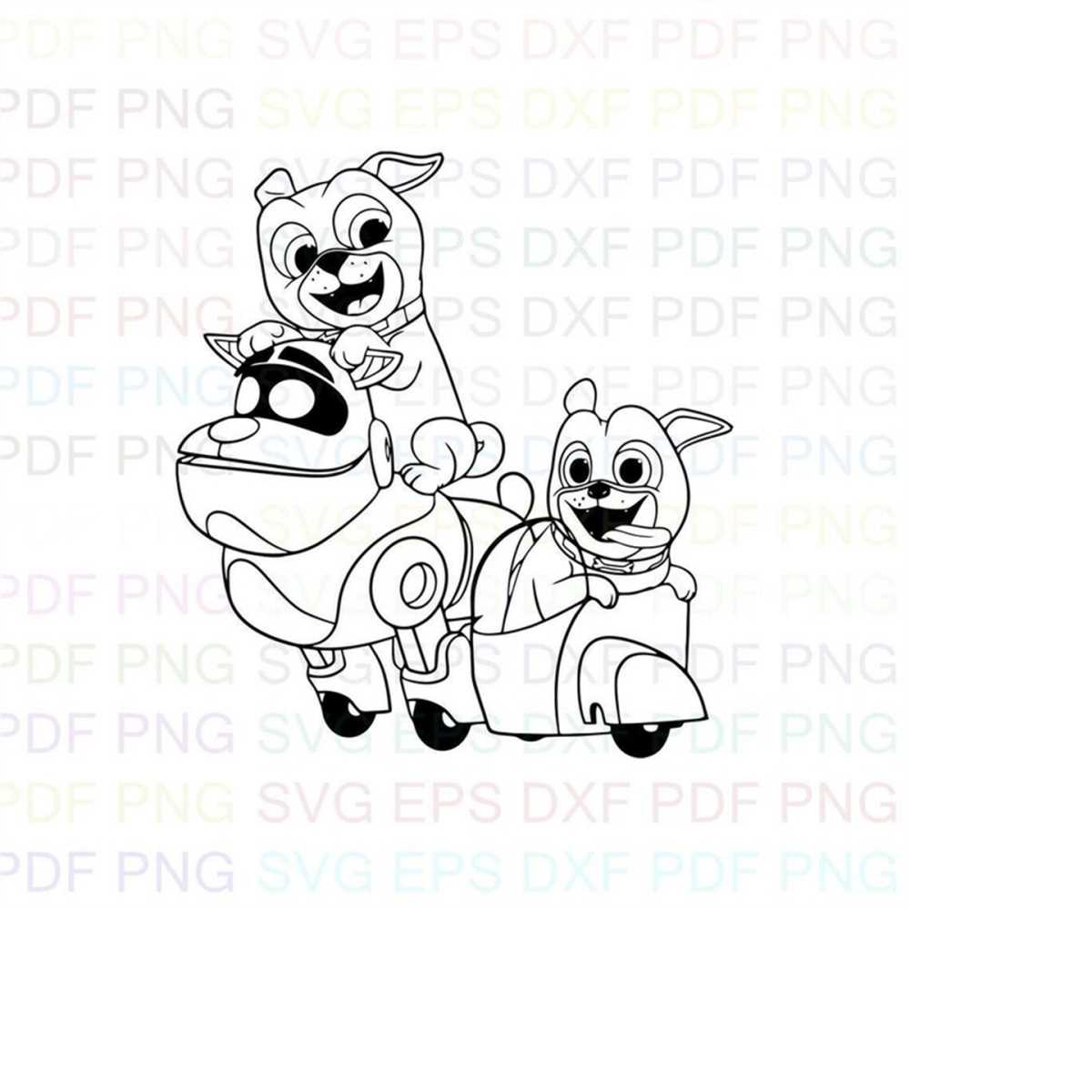 puppy_dog_pals_arf_with_bingo_and_rolly Outline Svg Dxf Eps - Inspire ...