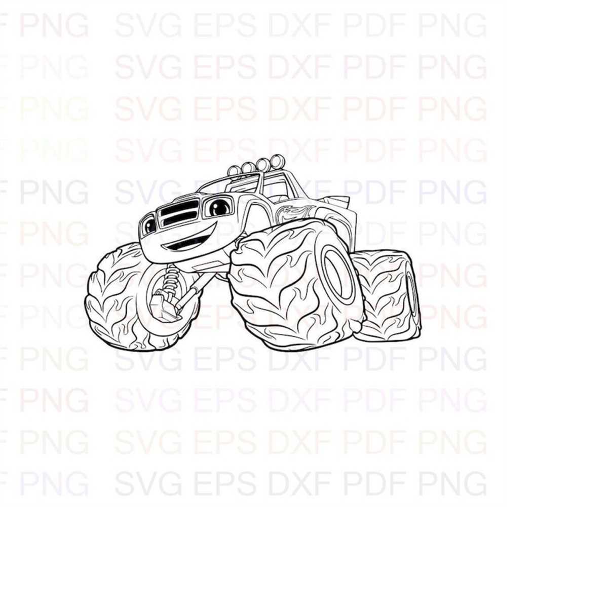 Blaze_2_Monster_Machines Outline Svg Dxf Eps Pdf Png, Cricut - Inspire ...