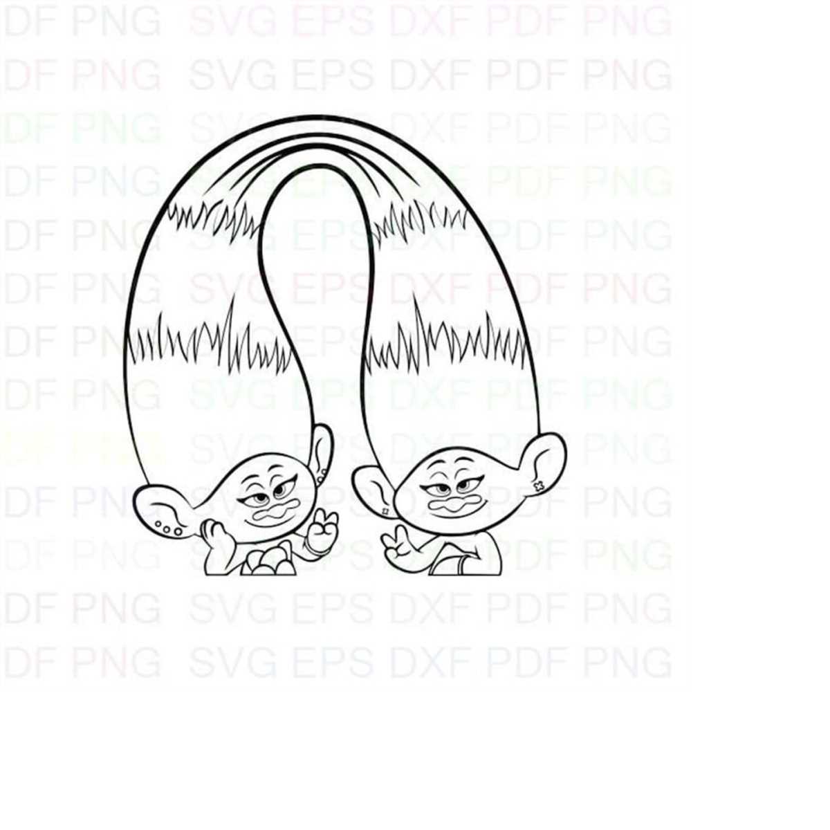 Satin_Chenille_Heads_Trolls Outline Svg Dxf Eps Pdf Png, Cri - Inspire ...