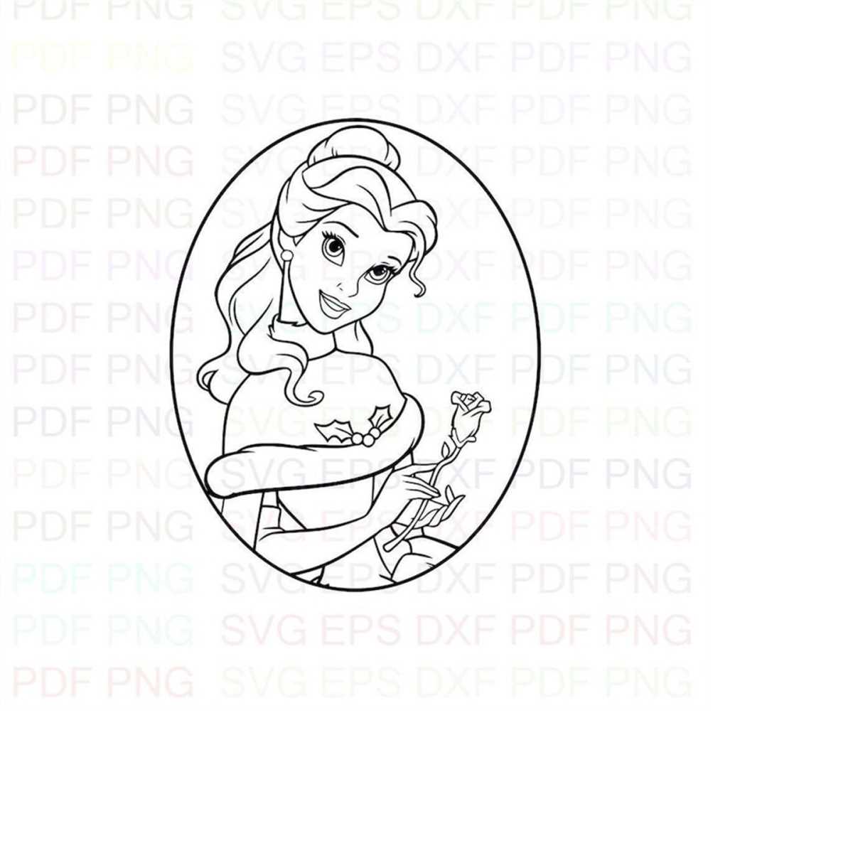 Belle_and_Flower_Beauty_and_the_Beast_Christmas Outline Svg - Inspire ...