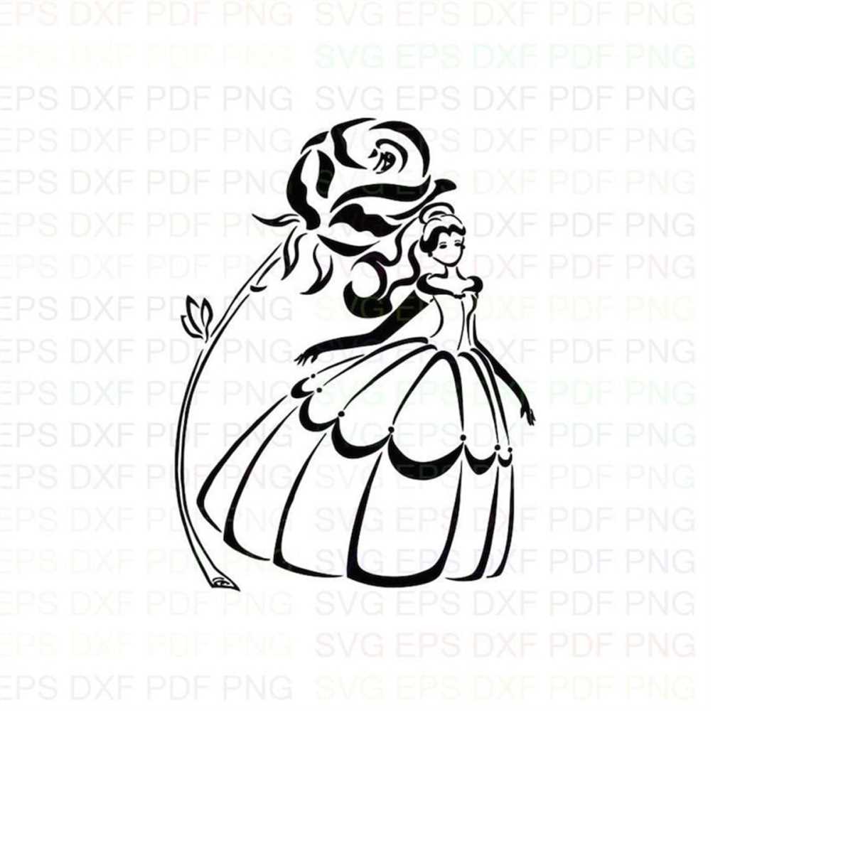 Belle_Rose_Beauty_and_the_Beast_silhouette Outline Svg Dxf E - Inspire ...
