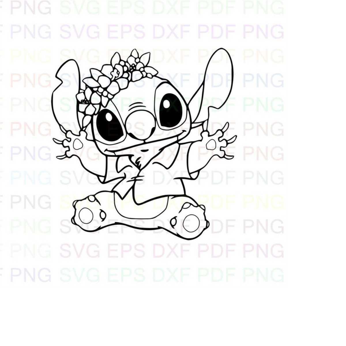 Stitch_Shirt_in_Hawaiian_Lilo_and_Stitch Outline Svg Dxf Eps - Inspire ...