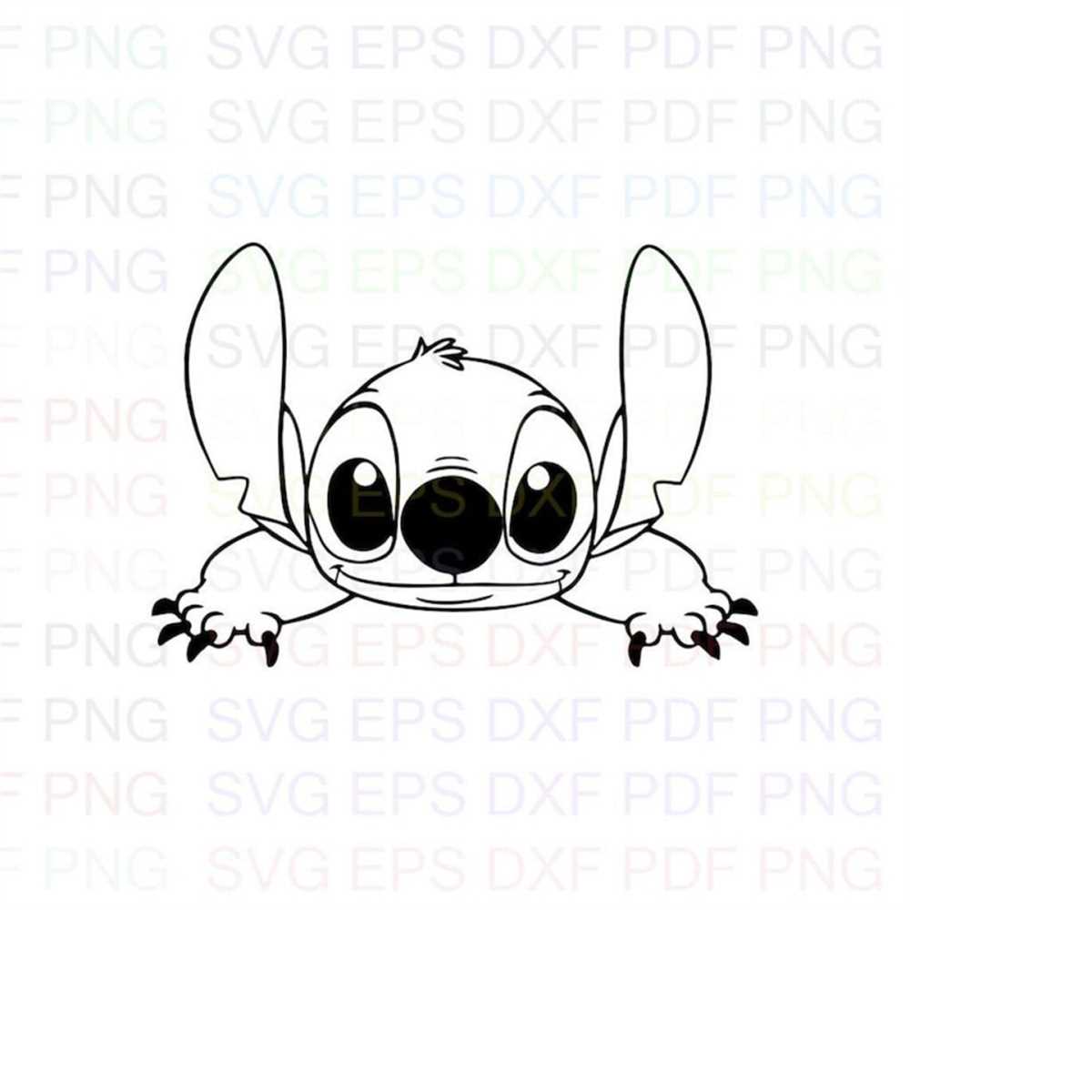 Stitch_Peeking_Lilo_and_Stitch Outline Svg Dxf Eps Pdf Png, | Inspire ...