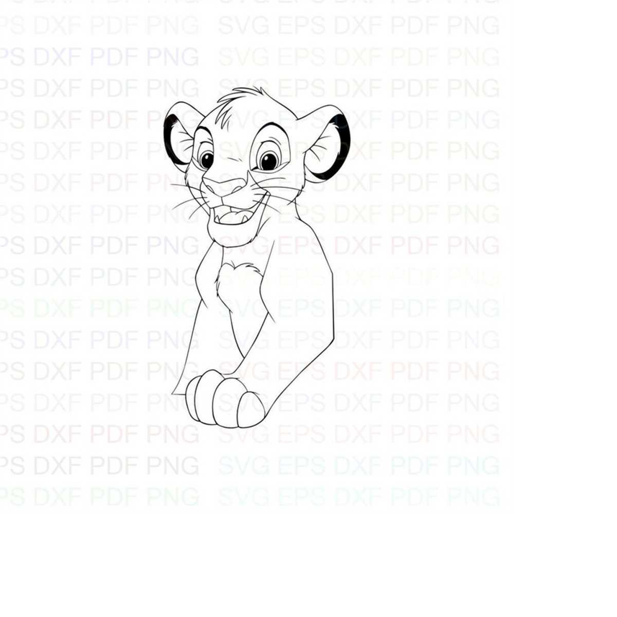 Simba_The_Lion_King_23 Outline Svg Dxf Eps Pdf Png, Cricut, - Inspire ...