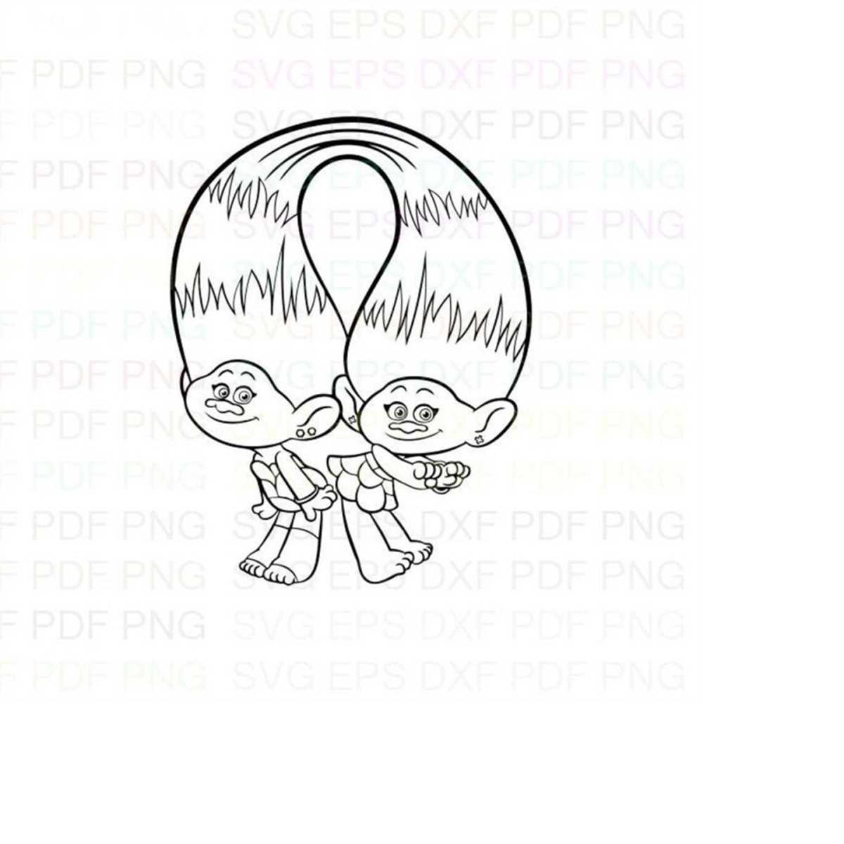 Satin_Chenille_2_Trolls Outline Svg Dxf Eps Pdf Png, Cricut, - Inspire ...
