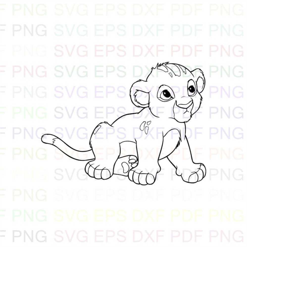 Simba_baby_The_Lion_King Outline Svg Dxf Eps Pdf Png, Cricut - Inspire ...