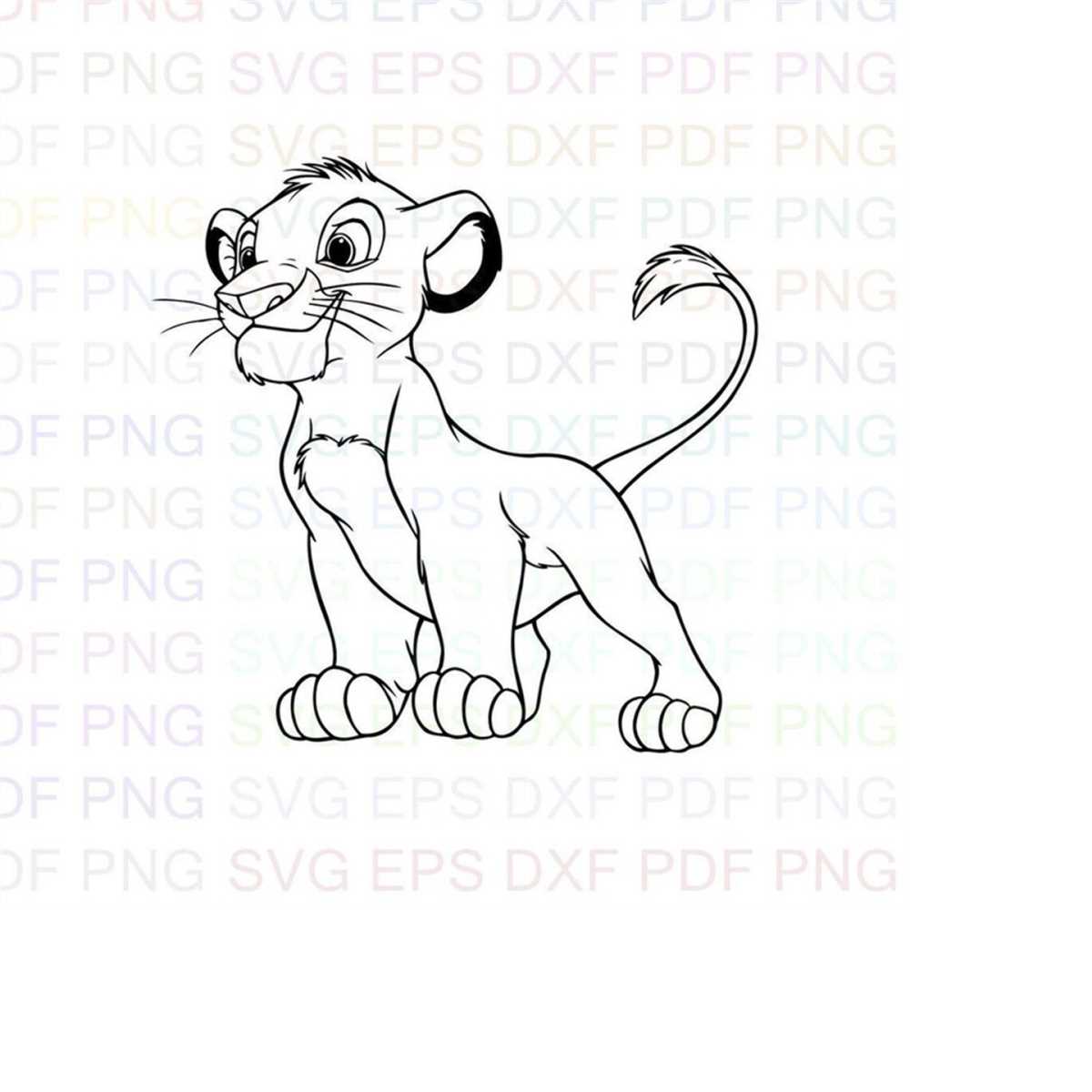 Simba_The_Lion_King_4 Outline Svg Dxf Eps Pdf Png, Cricut, C - Inspire ...