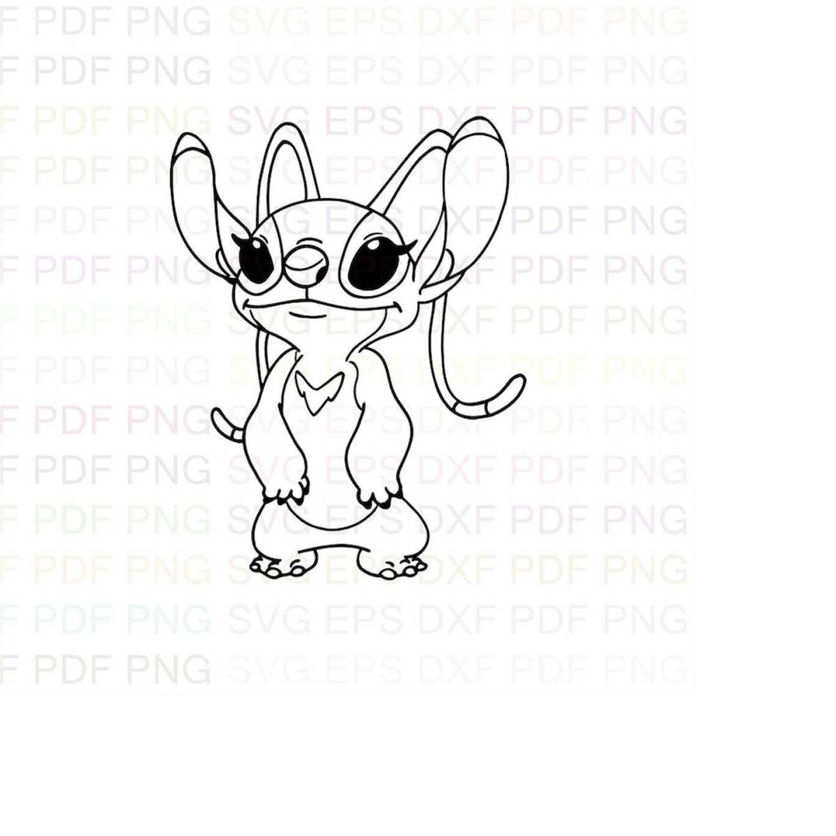 Angel_Stitch_Pink_lilo_and_stitch Outline Svg Dxf Eps Pdf Pn - Inspire ...