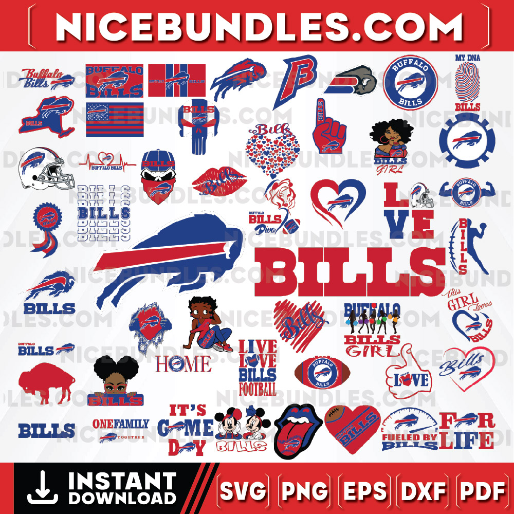 50 Files Buffalo Bills Team Bundle Svg, Buffalo Bills svg, N | Inspire ...
