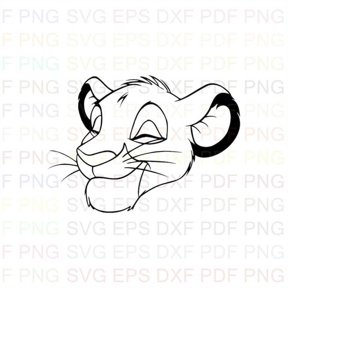 Simba_The_Lion_King_12 Outline Svg Dxf Eps Pdf Png, Cricut, - Inspire ...