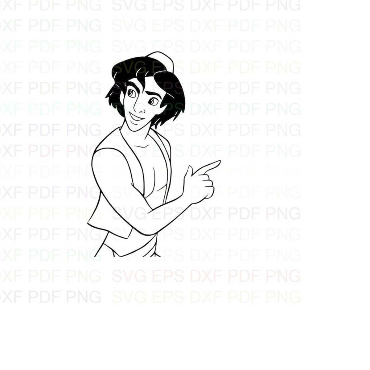 Aladdin_Pointing Outline Svg Dxf Eps Pdf Png, Cricut, Cuttin - Inspire ...