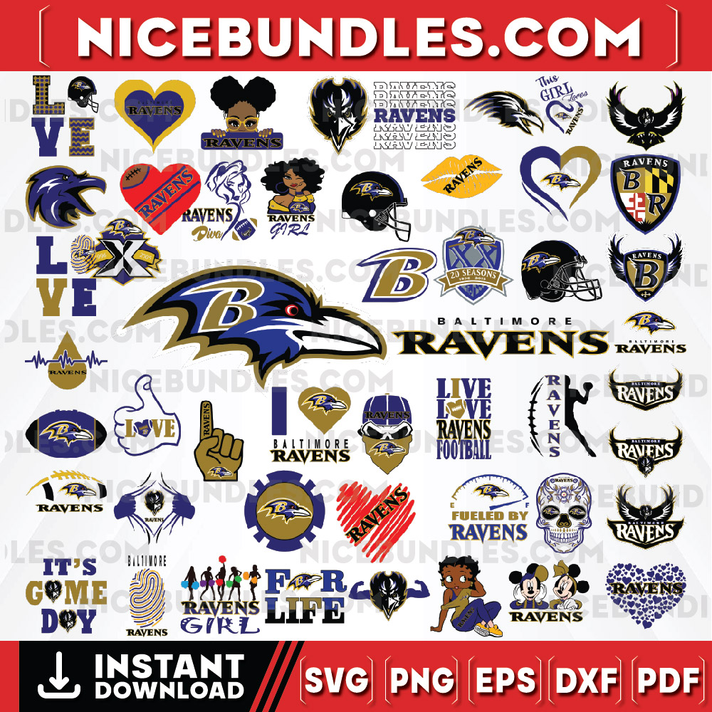 50 Files Baltimore Ravens Team Bundle Svg, Baltimore Ravens | Inspire ...