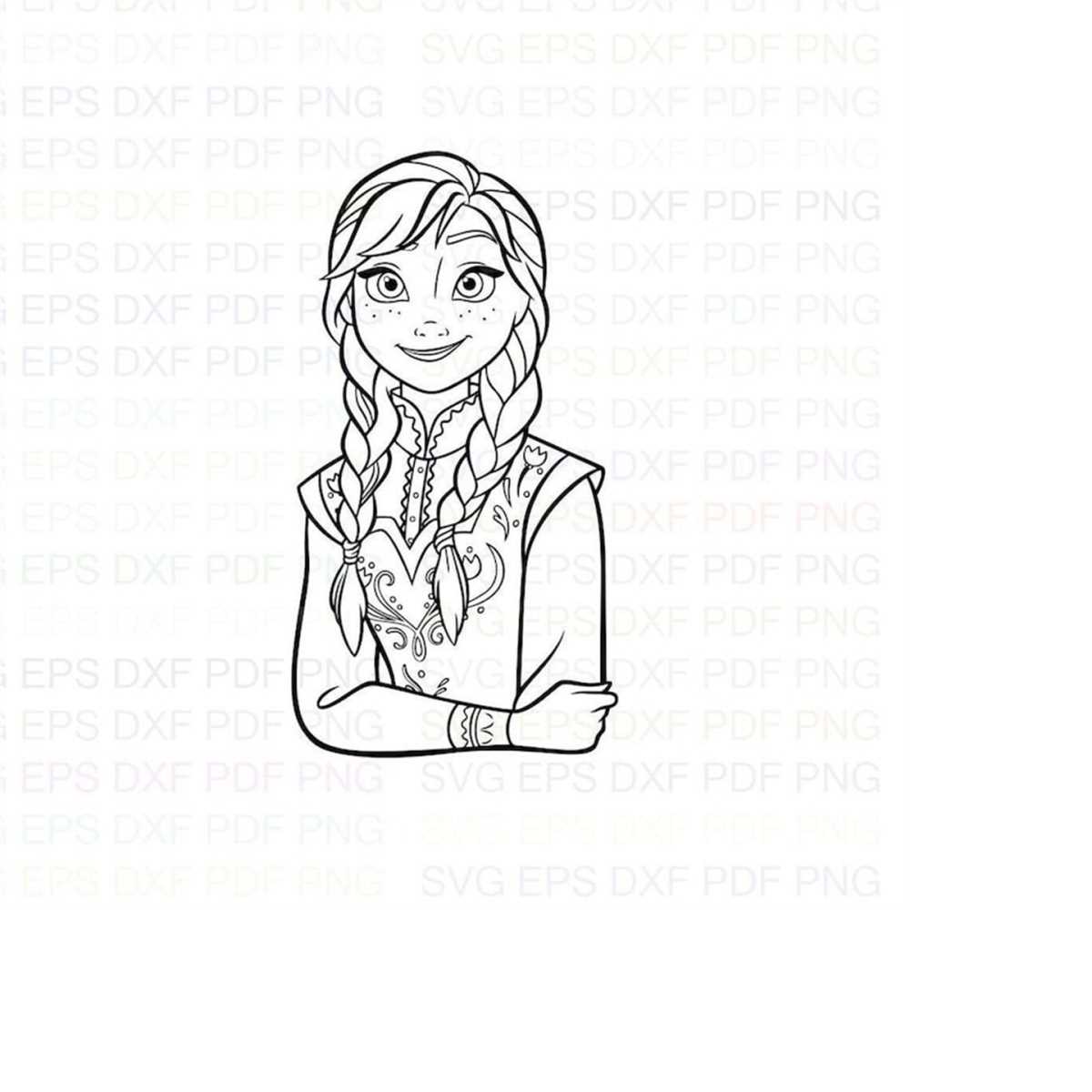 Anna_Frozen Outline Svg Dxf Eps Pdf Png, Cricut, Cutting fil - Inspire ...
