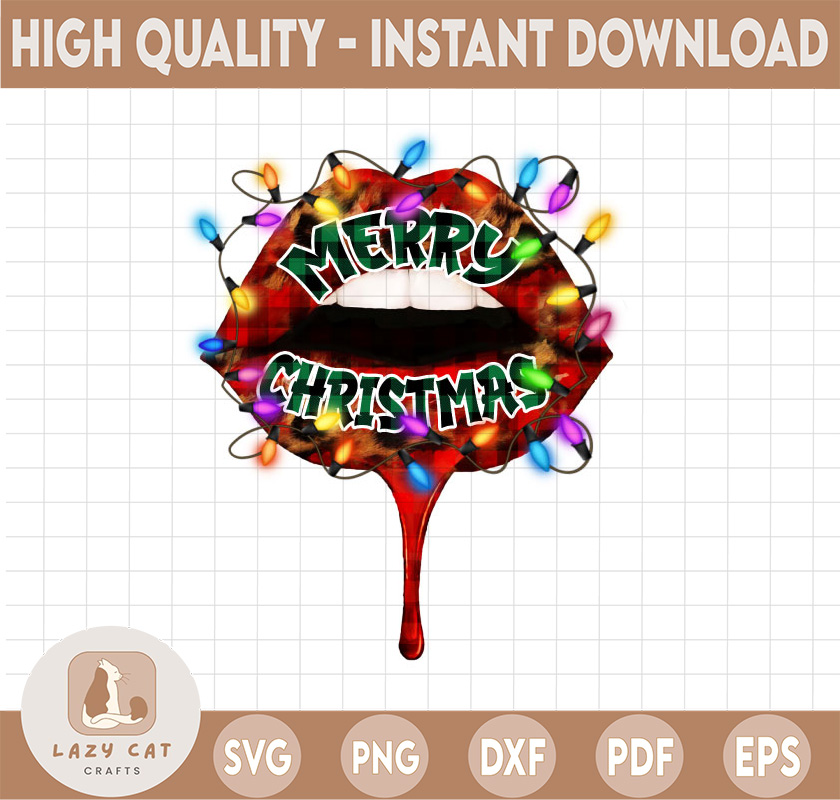 Merry Christmas Lips PNG, Sublimation Design, Digital Downlo - Inspire ...