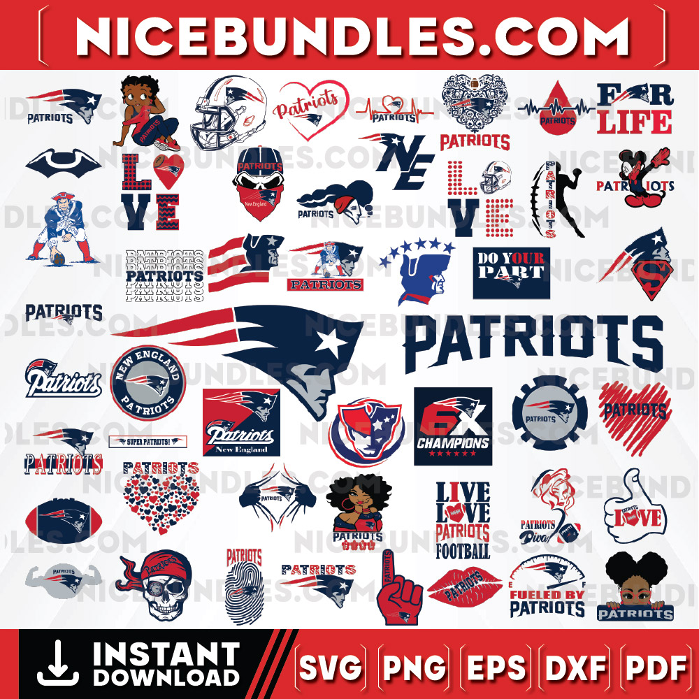 50 Files New England Patriots Team Bundle Svg, New England P - Inspire ...