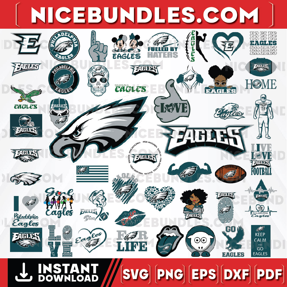 50 Files Philadelphia Eagles Team Bundle Svg, Philadelphia | Inspire Uplift