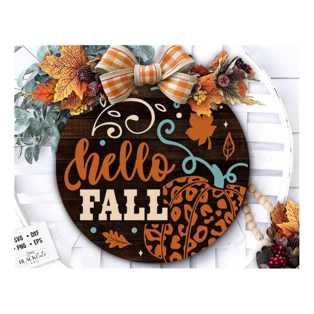 Hello fall door hanger svg Leopard pumpkin svg, Fall Door H | Inspire ...