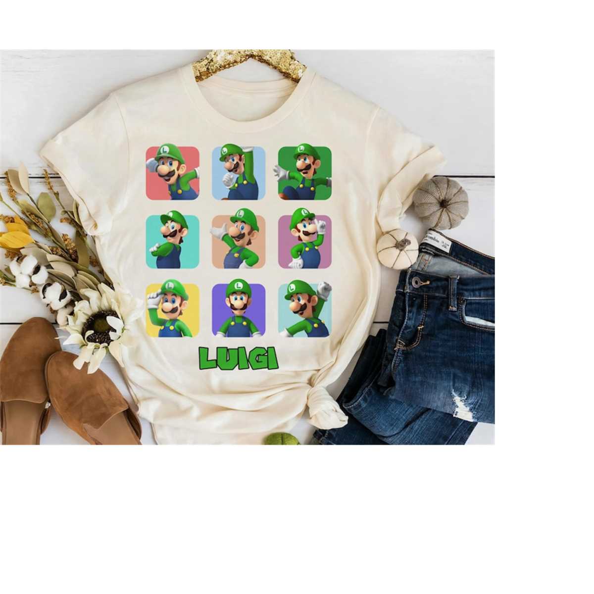 Nintendo Super Mario Luigi Portrait Moods T-Shirt, Classic L | Inspire ...
