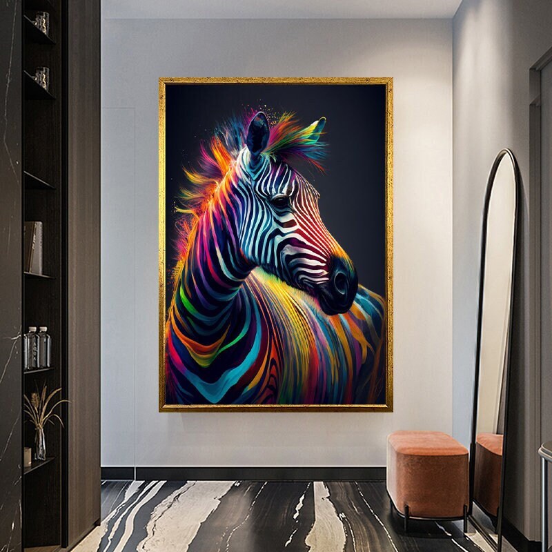 Banksy Colorful Zebra Canvas Wall Art , Banksy Zebra Poster | Inspire ...
