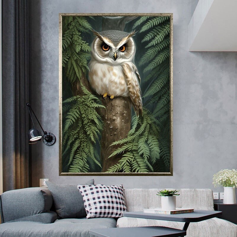 Forest Canvas Poster With Owl, Great Gray Owl Flying Print, - Inspire ...