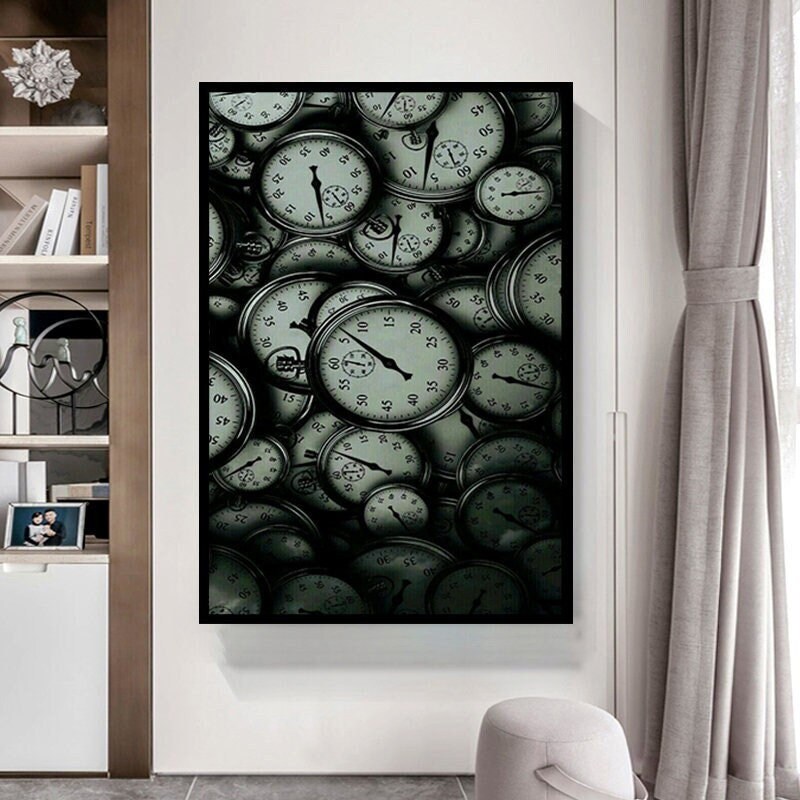Large Vintage Clocks Canvas Wall Art, Clock Hands Wall Art,C | Inspire Uplift