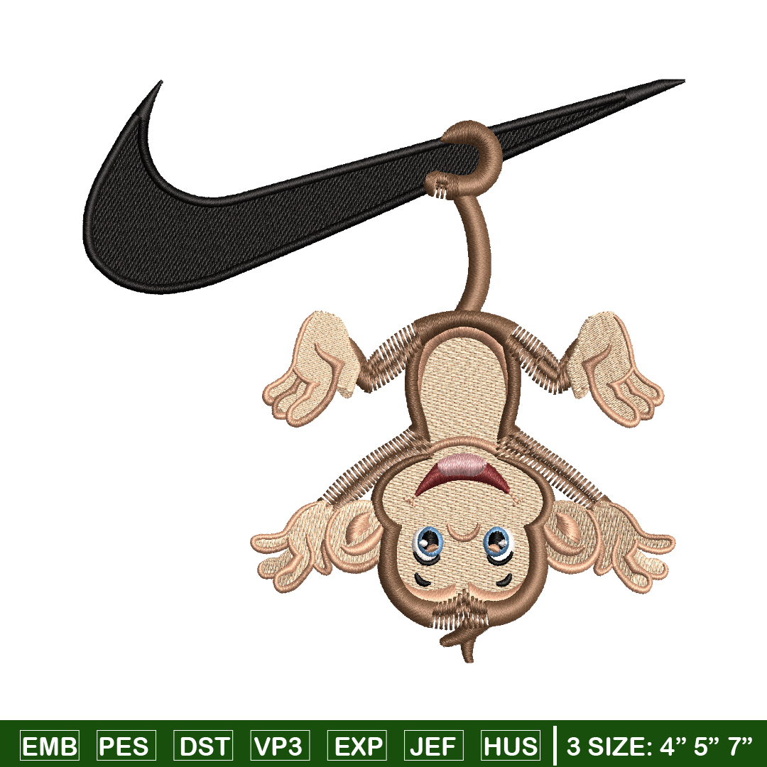 Monkey Nike logo embroidery design, Monkey Nike embroidery, | Inspire ...