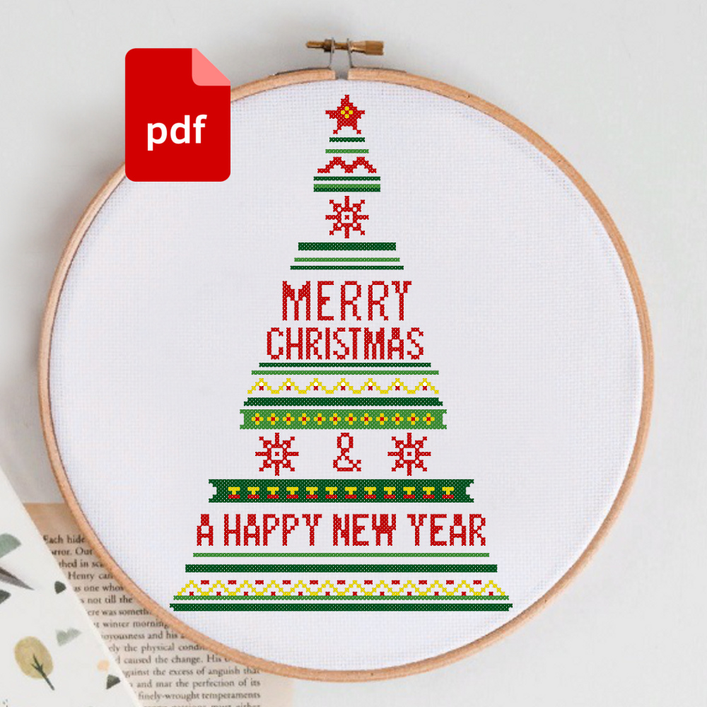 Christmas tree cross stitch pattern pdf Holly Christmas Lett | Inspire ...