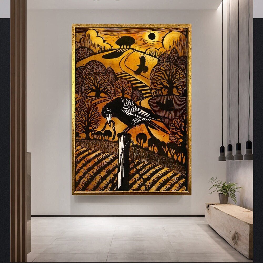 Crow And Tree , Landscape Wall Art, Colorful Landscape Canva | Inspire ...