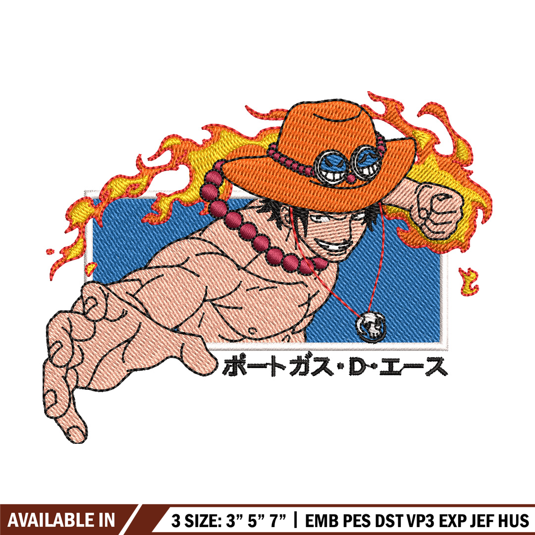 Ace punch embroidery design, One piece embroidery, Anime des | Inspire ...