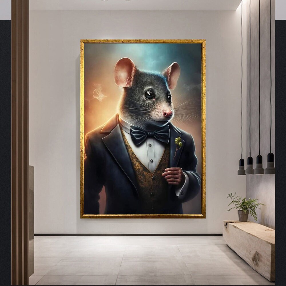 Mouse In Suit Canvas Print,Mouse Portrait,Mouse Print,Mouse | Inspire ...