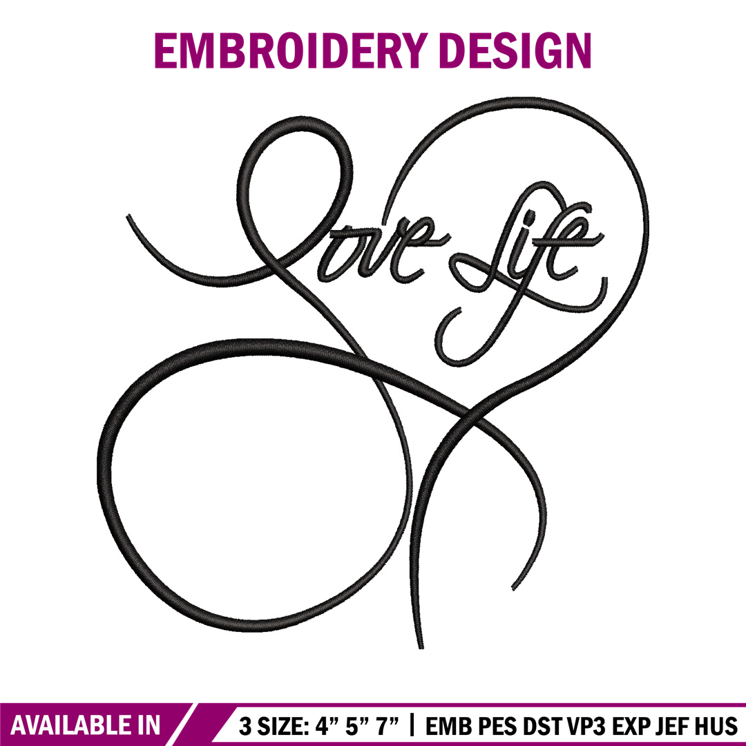 Love life logo embroidery design, Love life logo embroidery, - Inspire ...