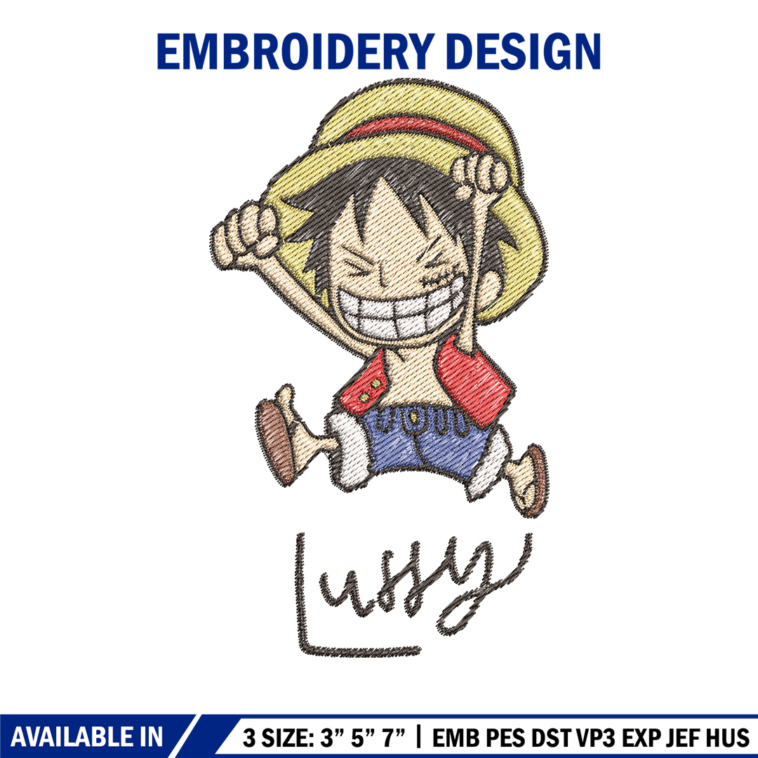 Luffy chibi embroidery design, One piece embroidery, Anime d - Inspire ...