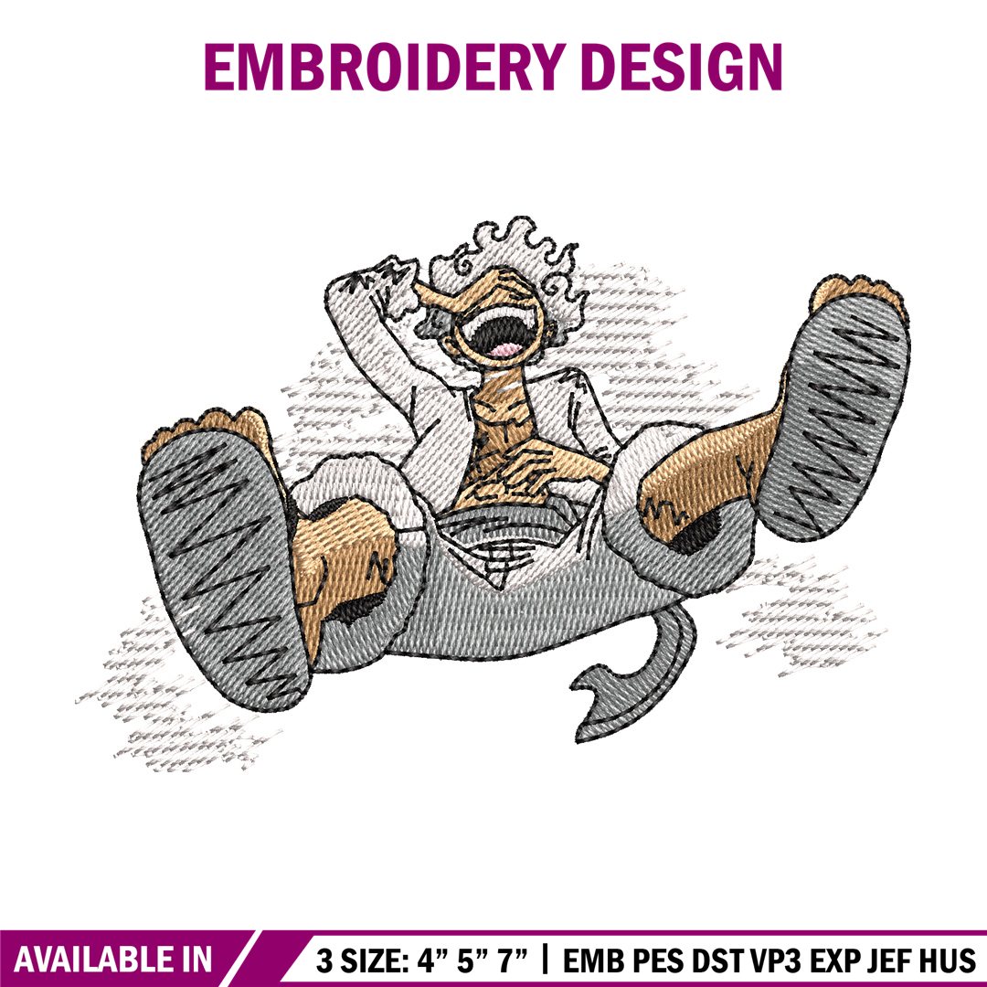 Luffy gear 5 embroidery design, One piece embroidery, Anime | Inspire ...