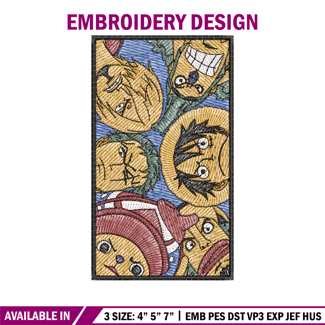 Luffy team embroidery design, One piece embroidery, Embroide | Inspire ...