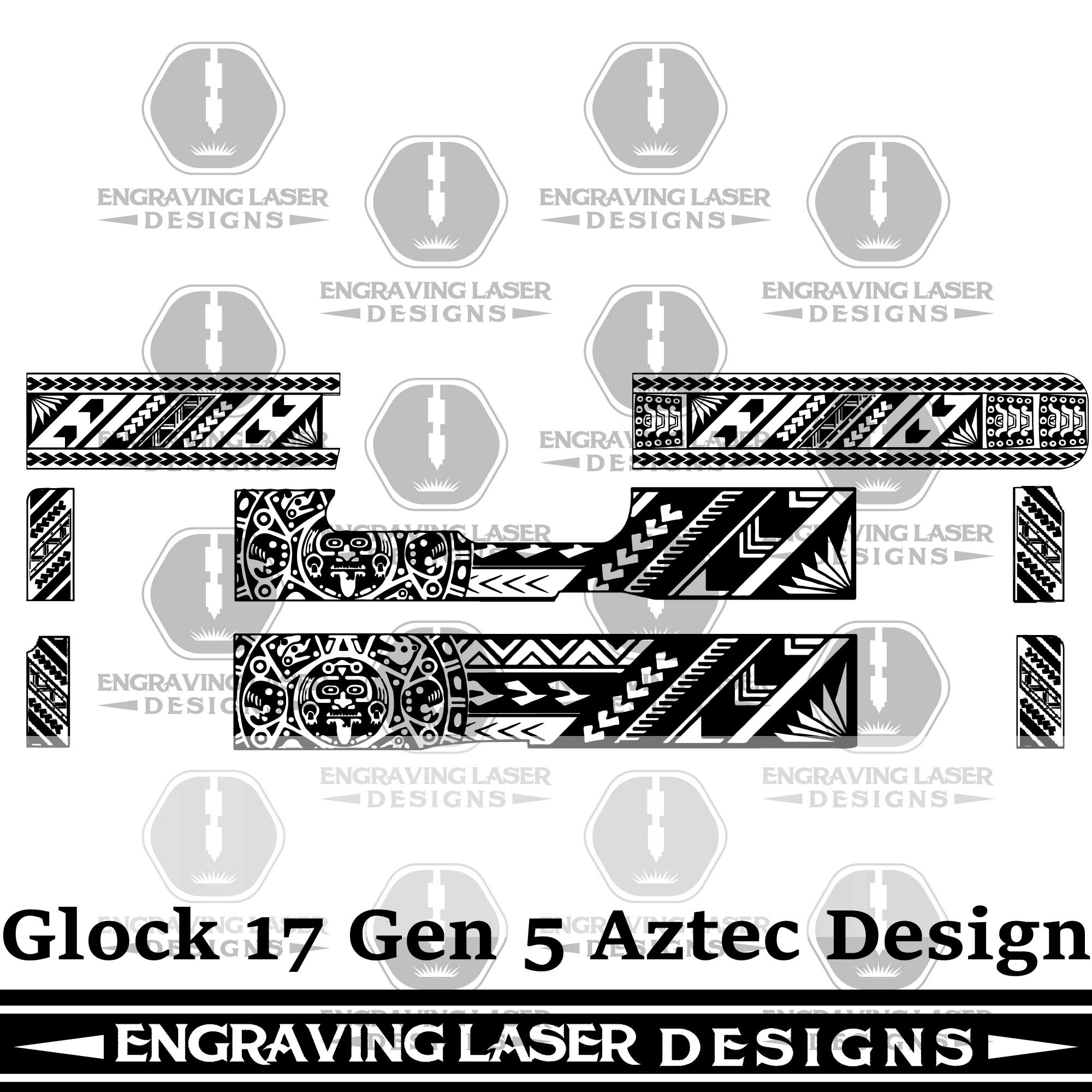 Engraving Laser Designs Glock 17 Gen 5 Aztec Design - Inspire Uplift