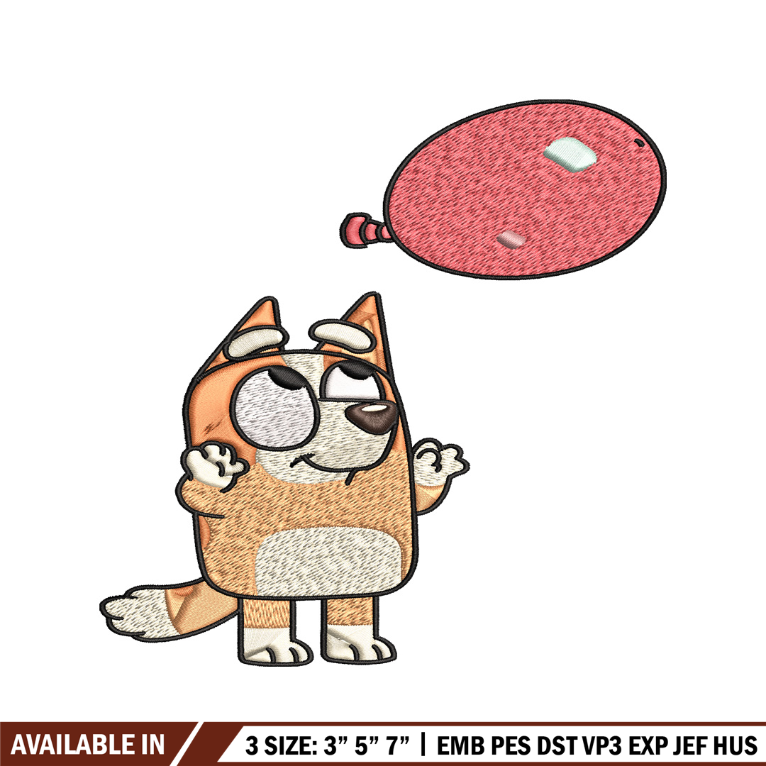 Bingo Heeler Balloon Embroidery, Bingo Heeler Cartoon Embroi - Inspire ...