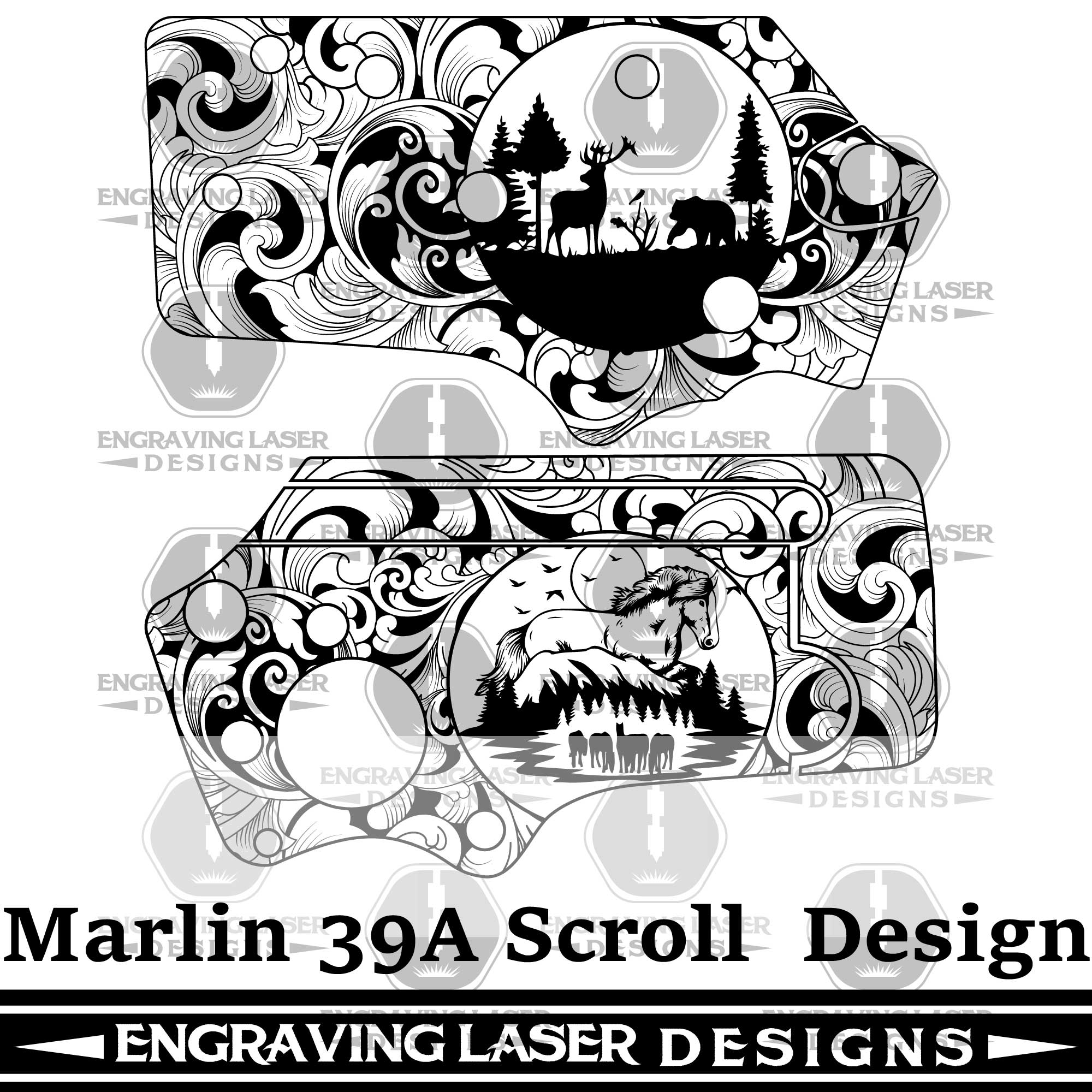 Engraving Laser Designs Marlin 39A Scroll Design - Inspire Uplift