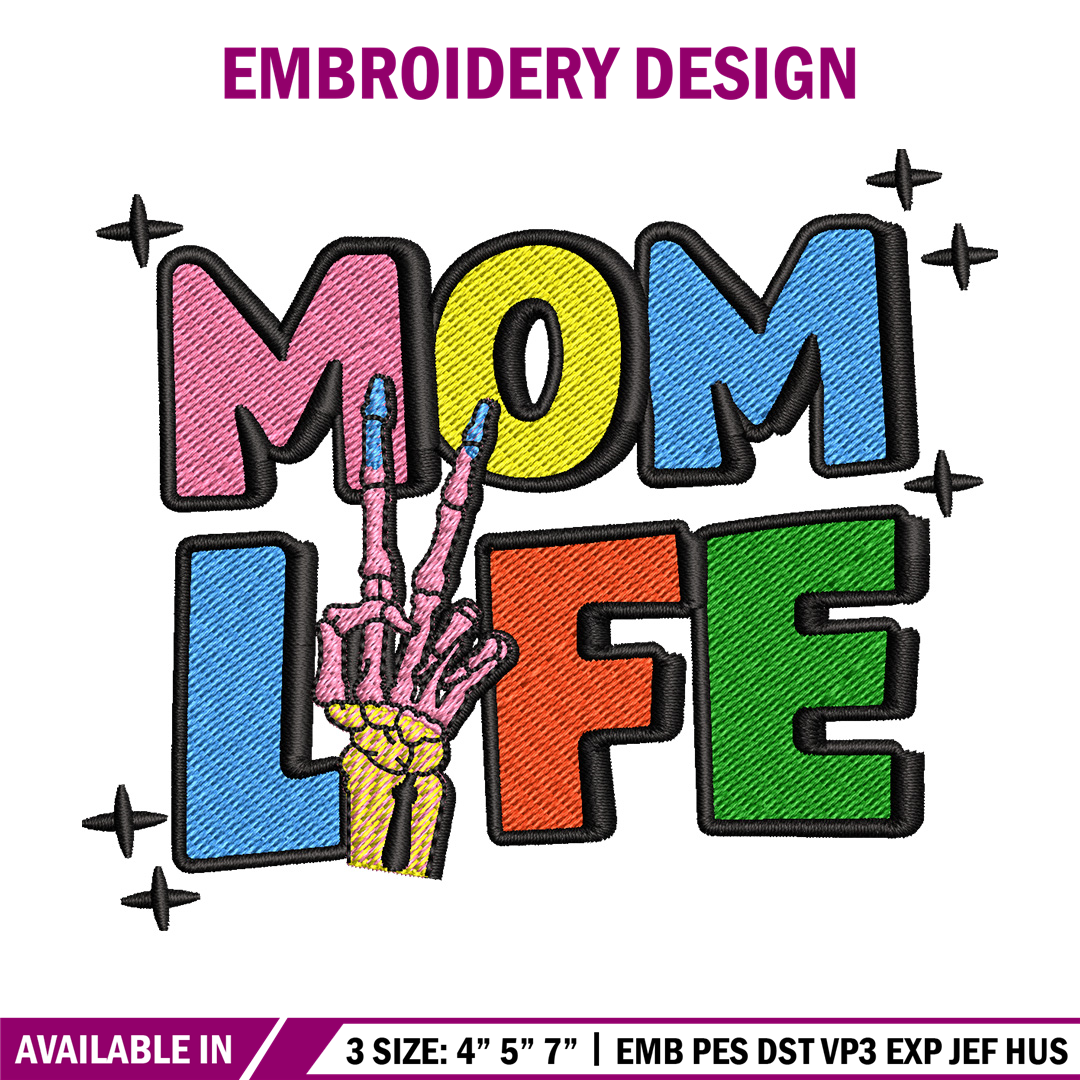 Mom life embroidery design, Logo embroidery, Embroidery file | Inspire ...