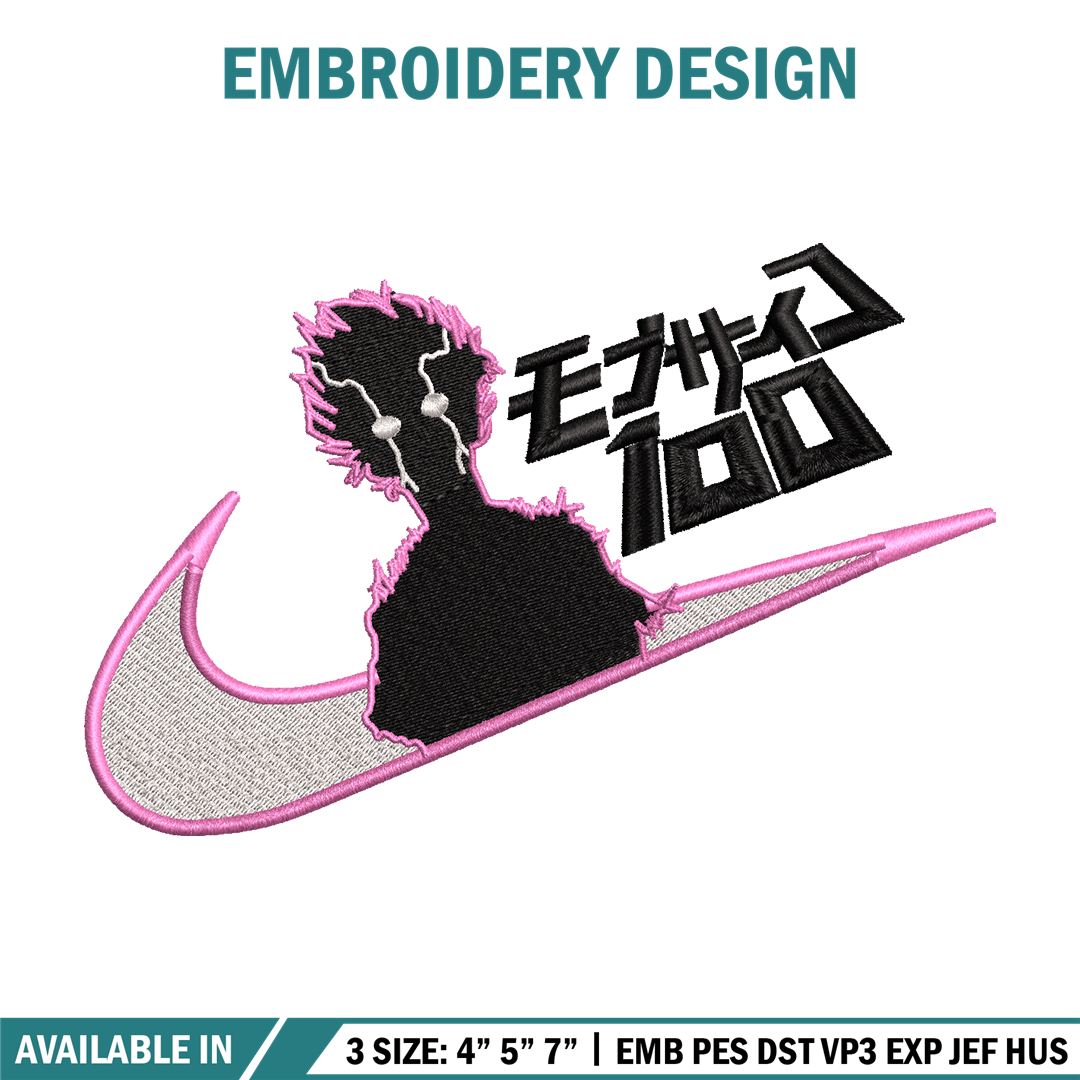 Mob Psycho Nike embroidery design, Mob Psycho 100 embroidery | Inspire ...
