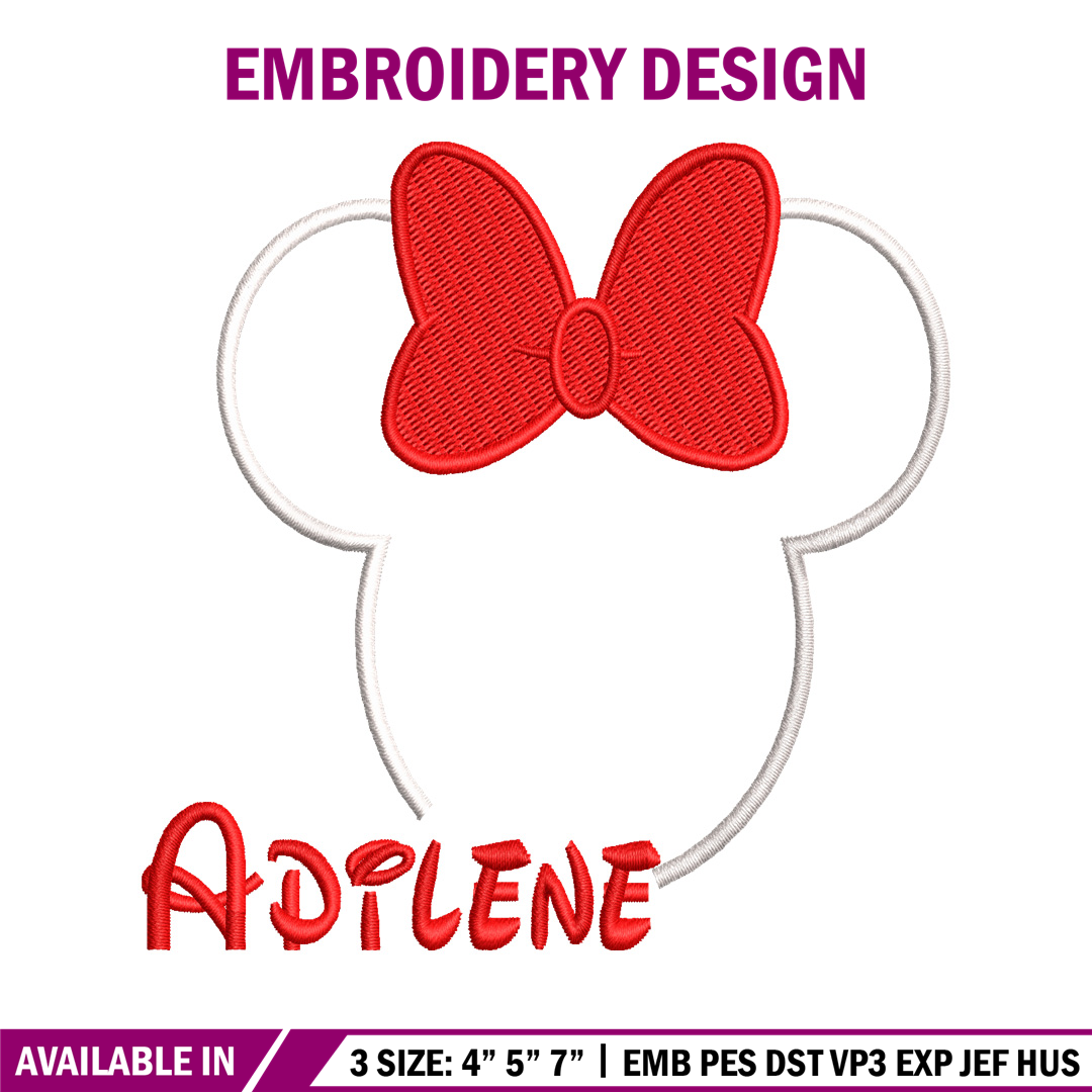 Minnie Mouse head embroidery design, Minnie Mouse head embro | Inspire ...