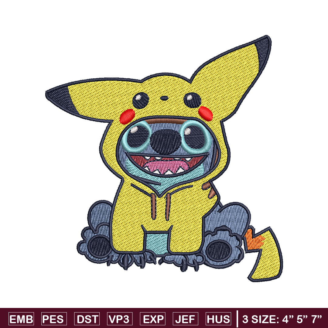 Stitch Pikachu logo embroidery design, Stitch Pikachu embroi | Inspire ...