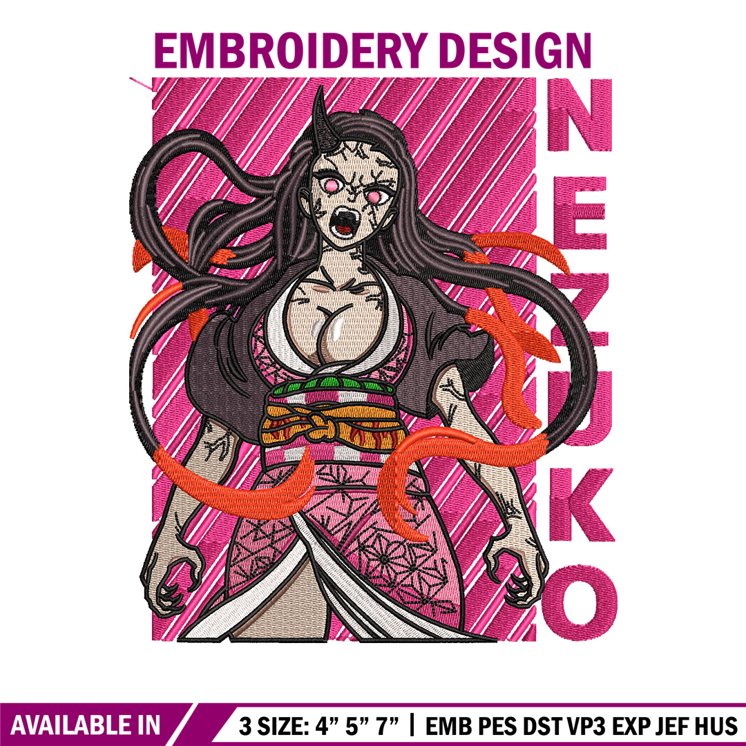 Nezuko demon embroidery design, Nezuko embroidery, Anime des | Inspire ...