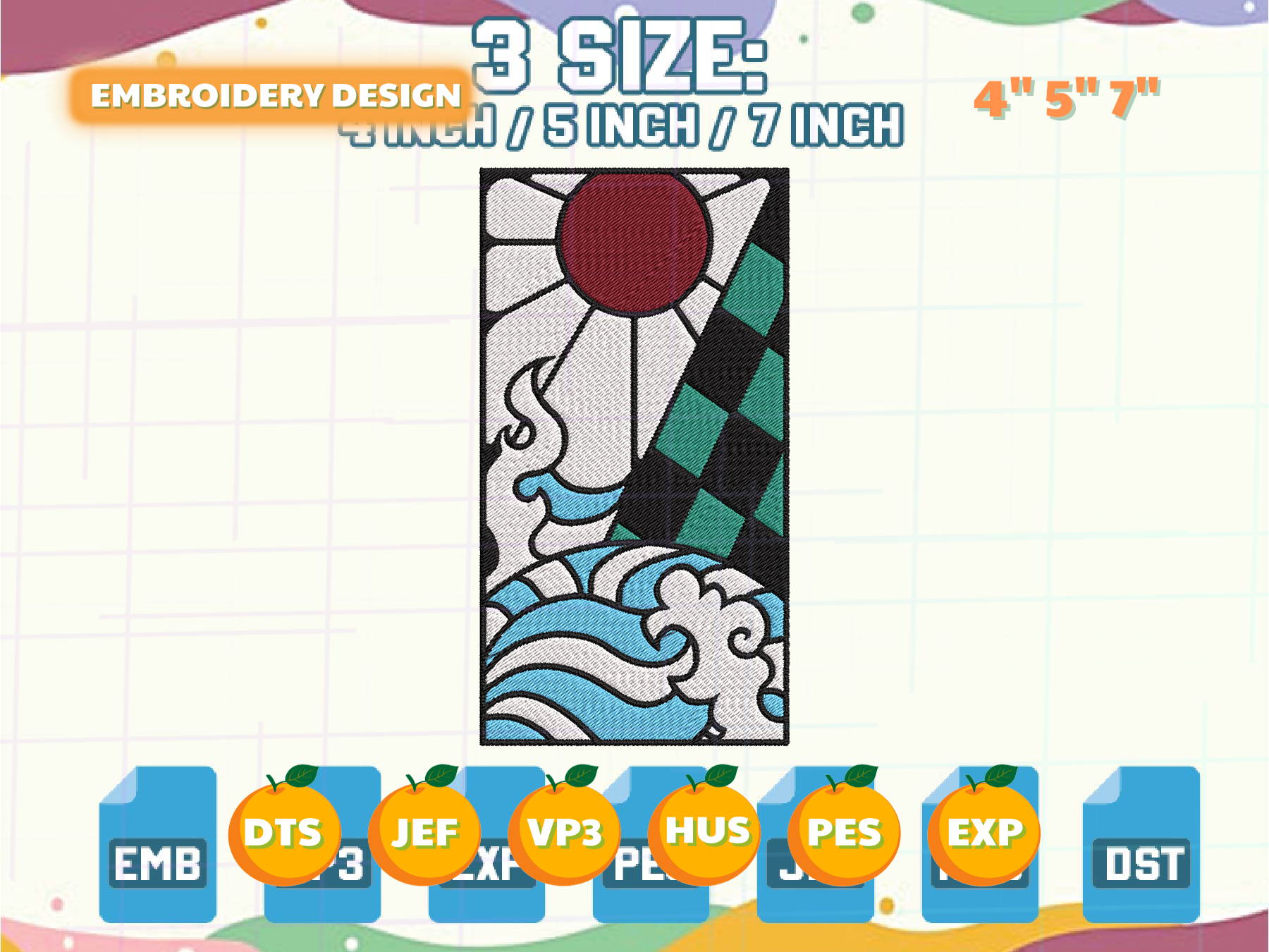 Demon Slayer Embroidery, Anime Embroidery, Logo Demon Slayer | Inspire ...