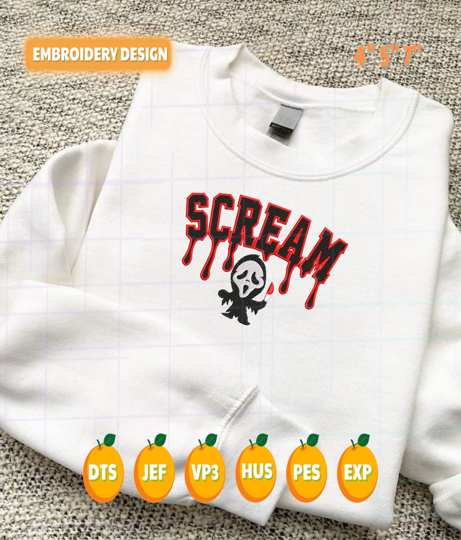 Scream GhoScary Halloween Embroidery Design, Ghost Face Craf | Inspire ...