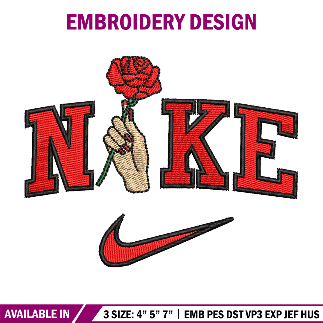 Nike red rose embroidery design, Nike embroidery, Embroidery | Inspire ...