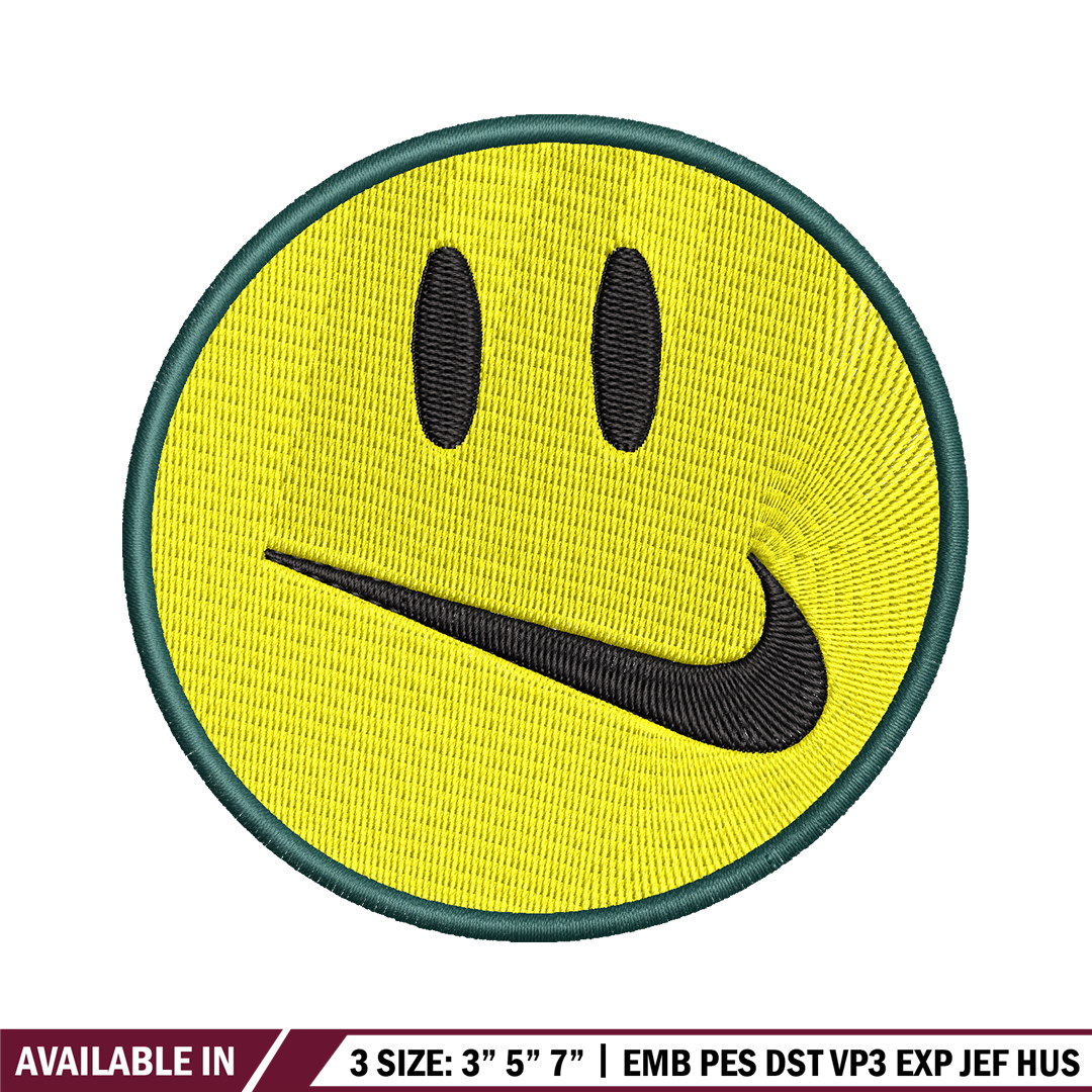 Emoji smile swoosh embroidery design, Emoji embroidery, logo - Inspire ...